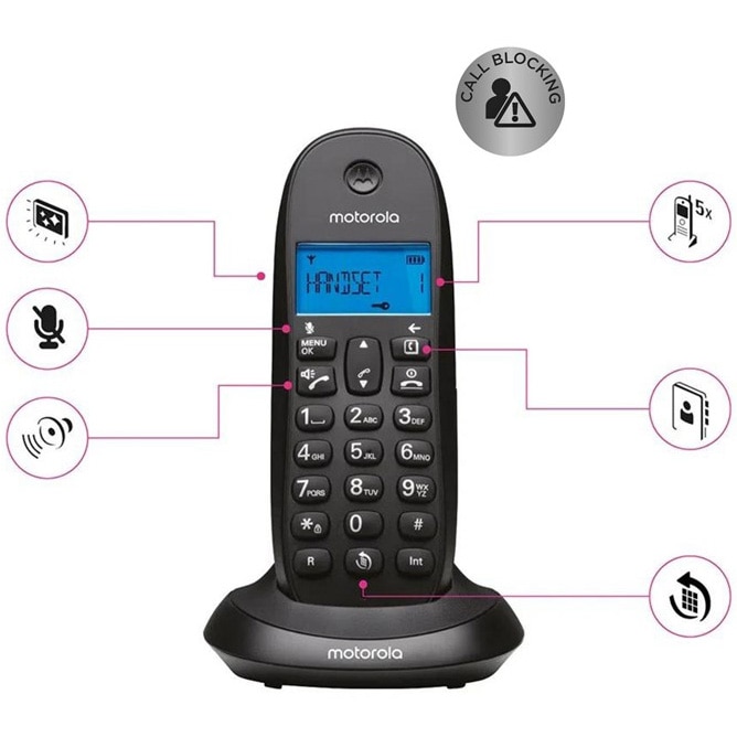 Telefon fix fara fir Motorola DECT C1001CB+, Negru - eMAG.ro