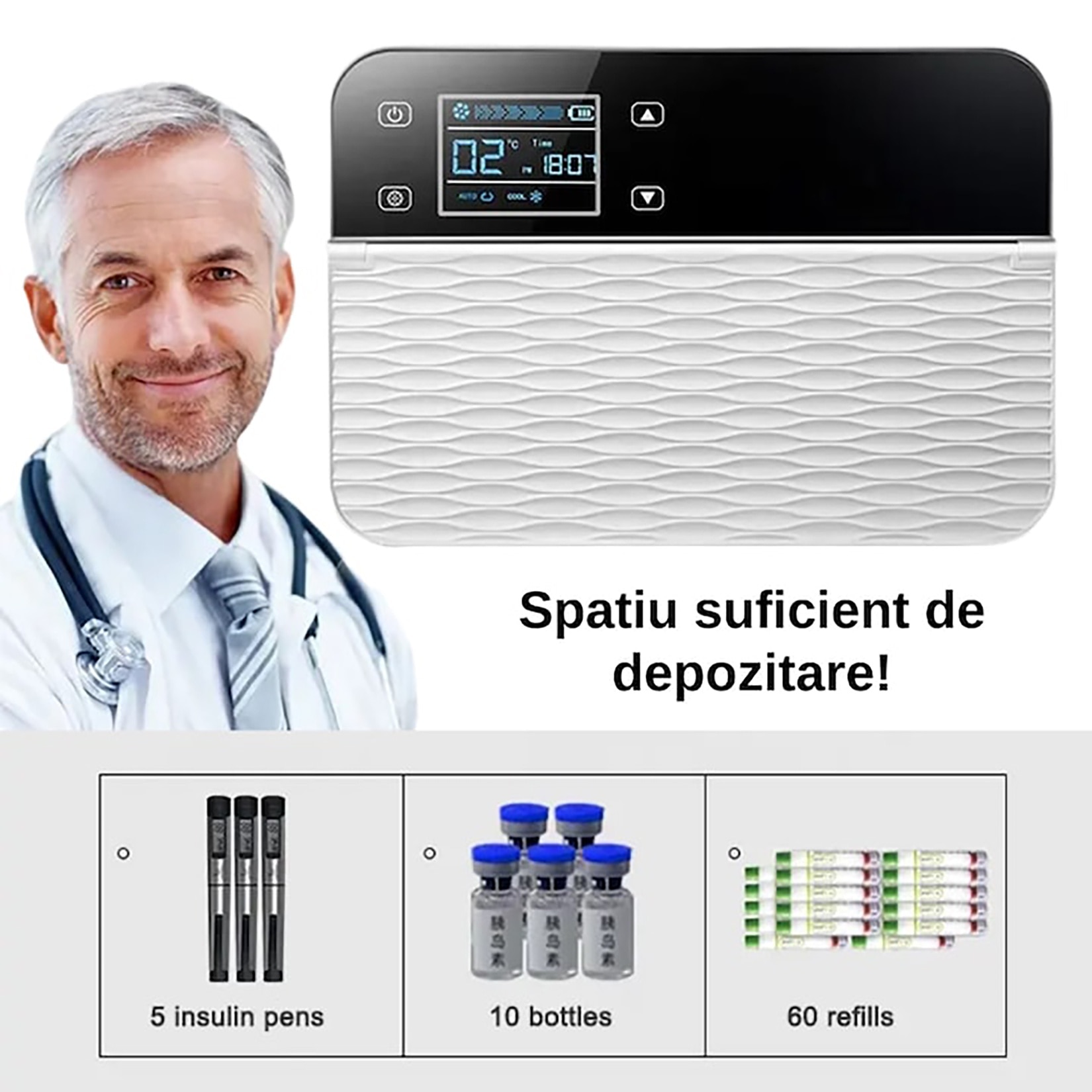 Mini frigider medical pentru insulina, medicamente, capacitate de ...