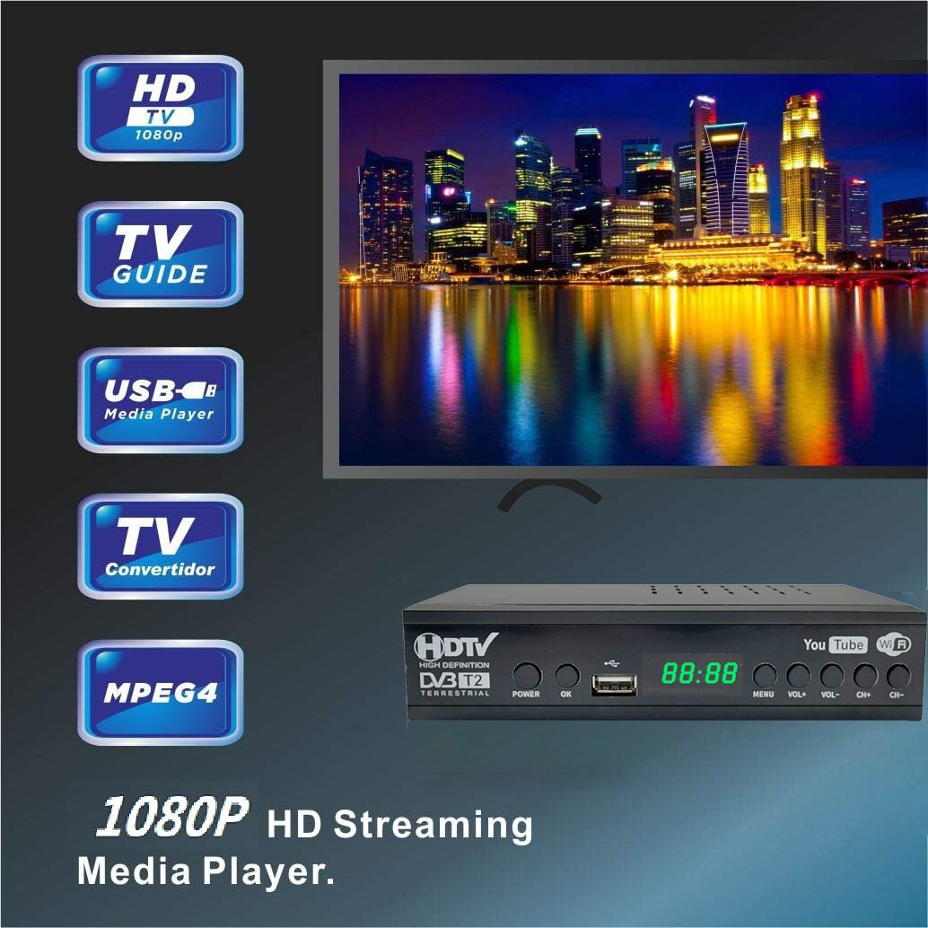 Tuner TV cu telecomanda, WiFi, DVB-T2, negru - eMAG.ro