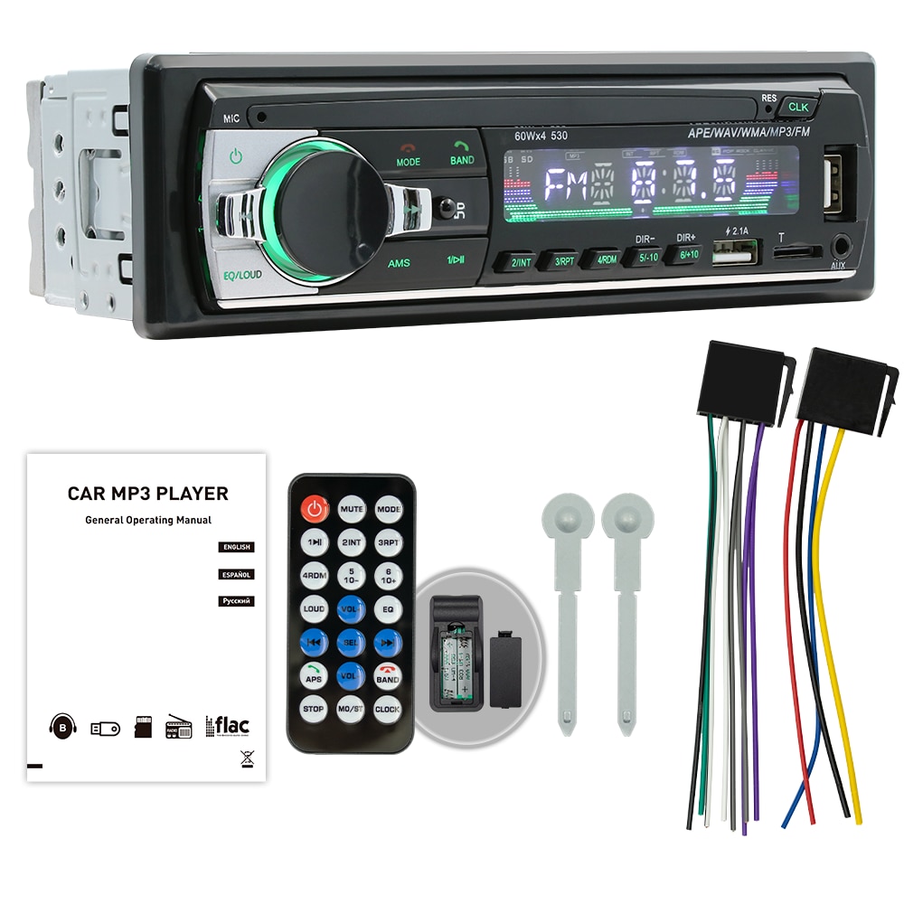 Radio MP3 player auto XINLONGDIANZI 530LED, 4x60w, 1 DIN cu SD, USB ...