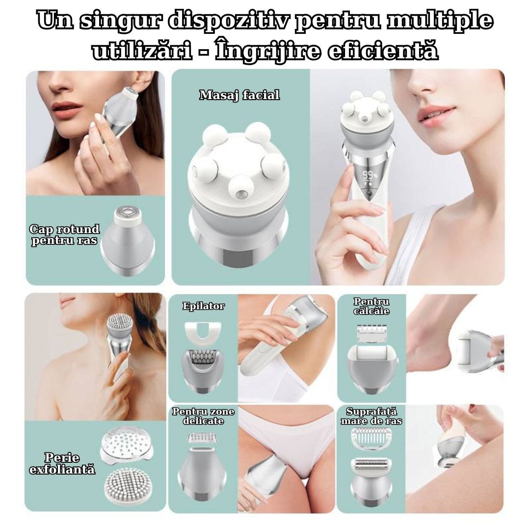 Epilator Umed si Uscat, Damar 7 in 1, Pentru Femei si Barbati, Fata ...