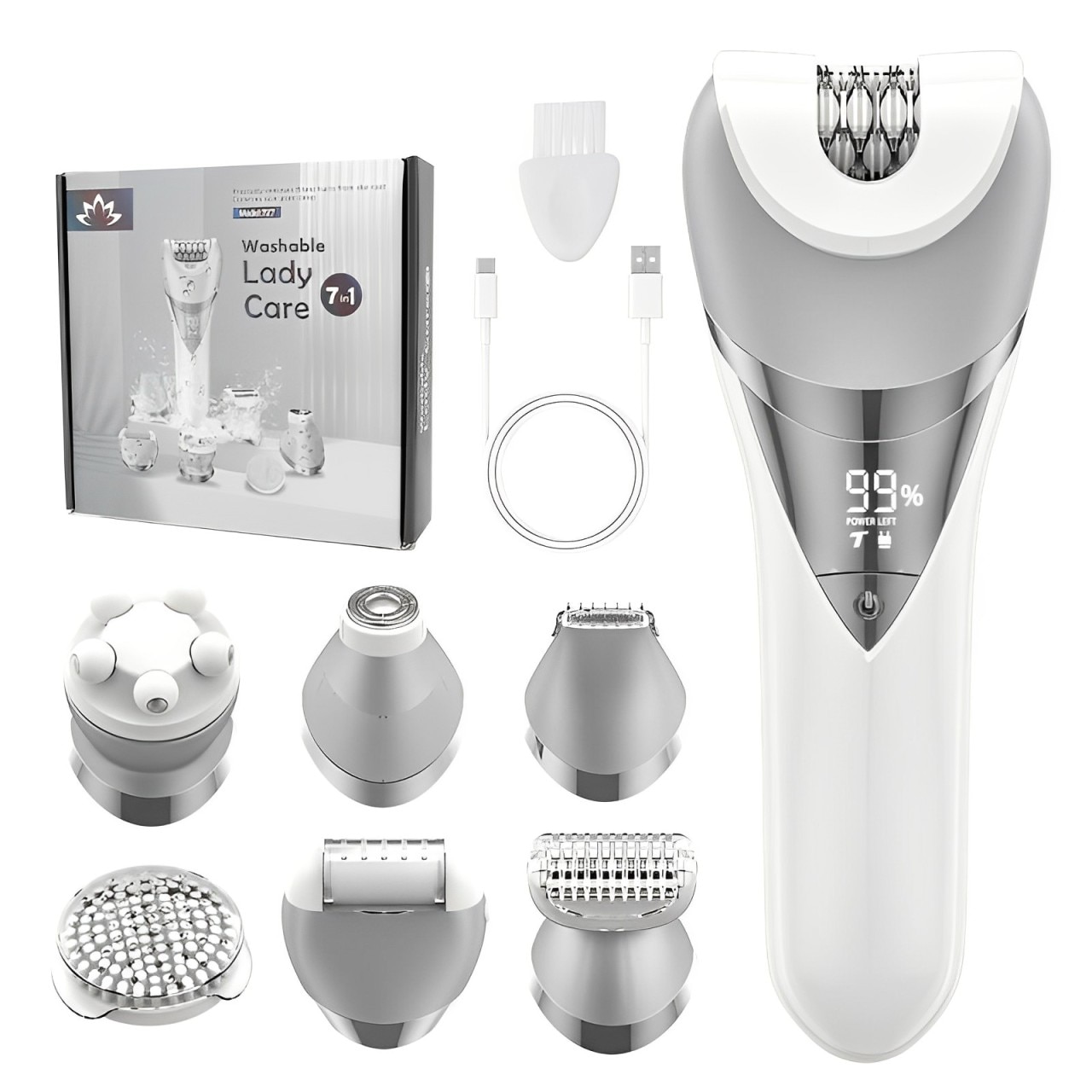 Epilator Umed si Uscat, Damar 7 in 1, Pentru Femei si Barbati, Fata ...