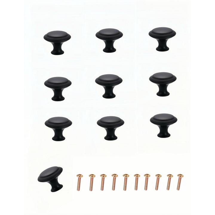 10 manere pentru usi si sertare, din inox, negru mat, dimensiuni 3x2 ...