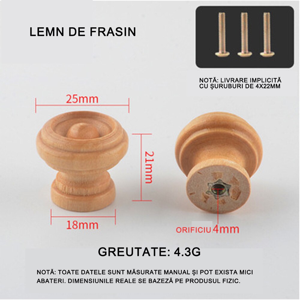 Manere Din Lemn Pentru Mobila, Culoare Natur, Finisaj Natural Cu ...