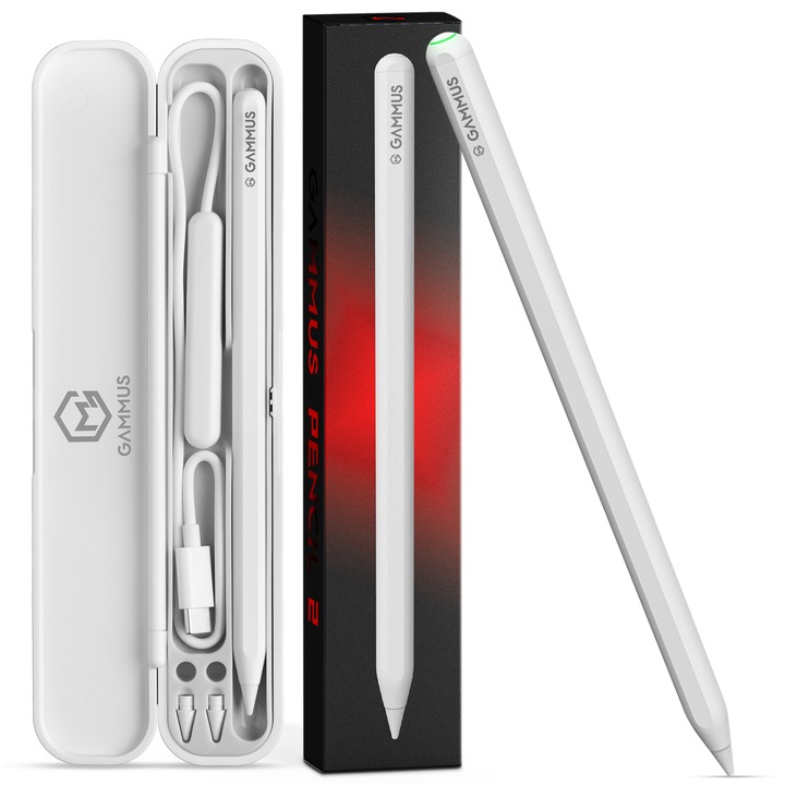 Stylus Pen iPad, GAMMUS® Pencil 2, Pix Touch pentru tableta iPad Apple ...