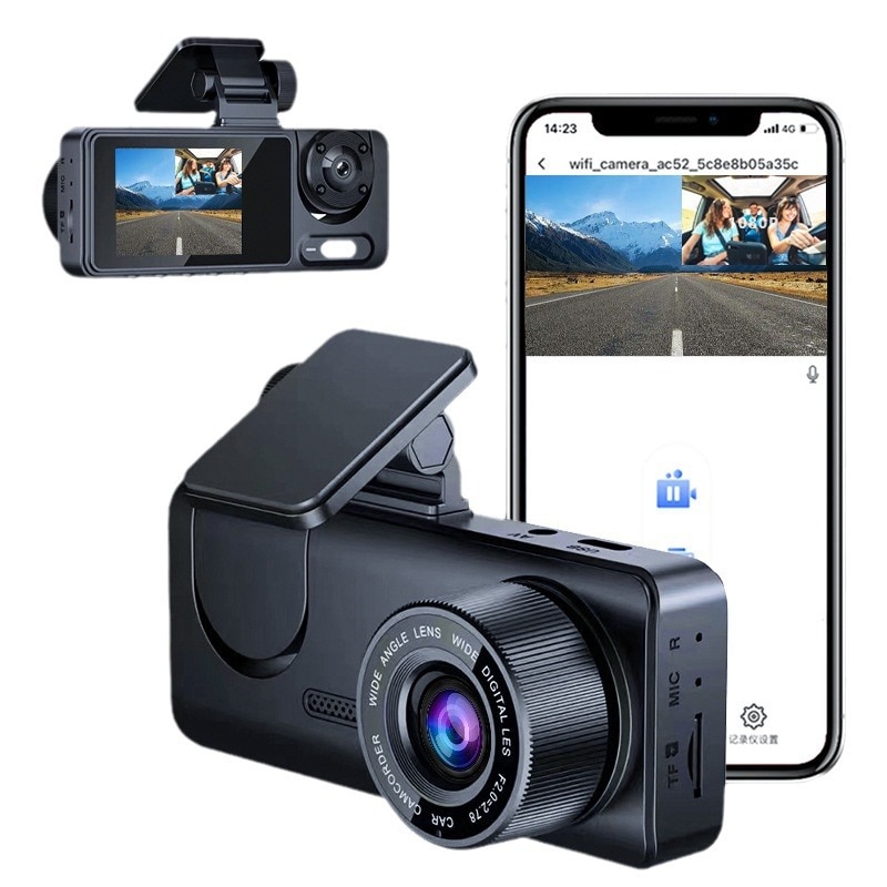 Camera auto DVR 3 canale, inregistrare Full HD 1080p, unghi larg, WiFi ...
