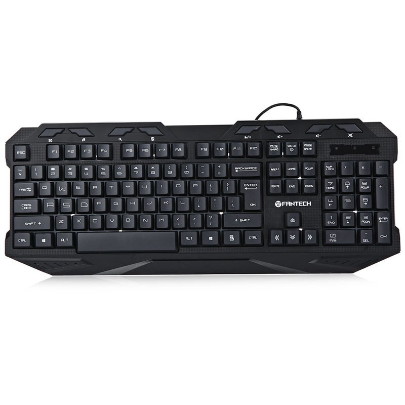 Tastatura gaming iluminata, USB, 1000 Hz, 8 taste multimedia, Fantech ...