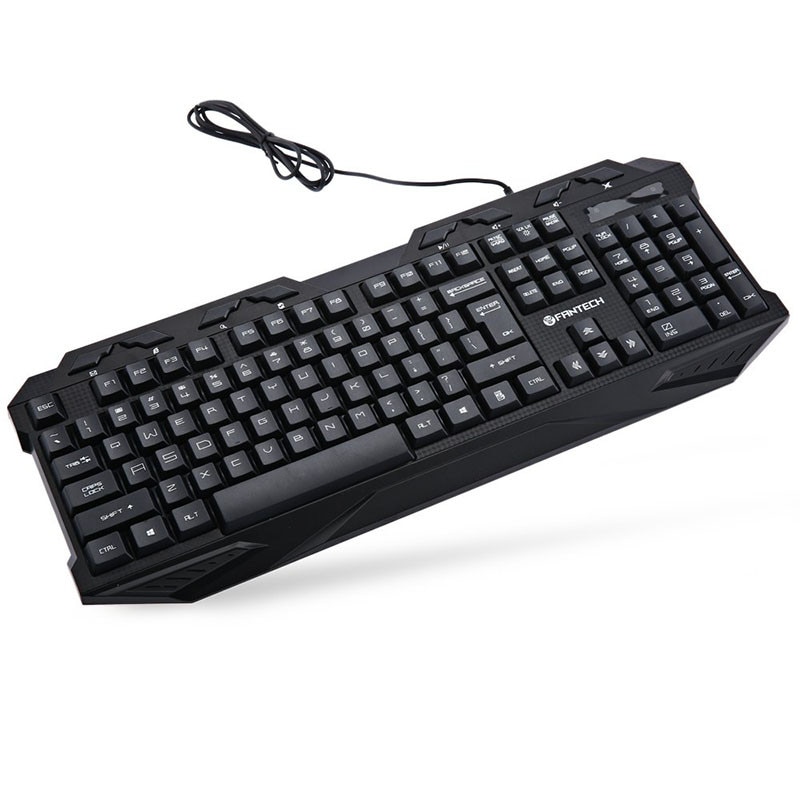Tastatura gaming iluminata, USB, 1000 Hz, 8 taste multimedia, Fantech ...