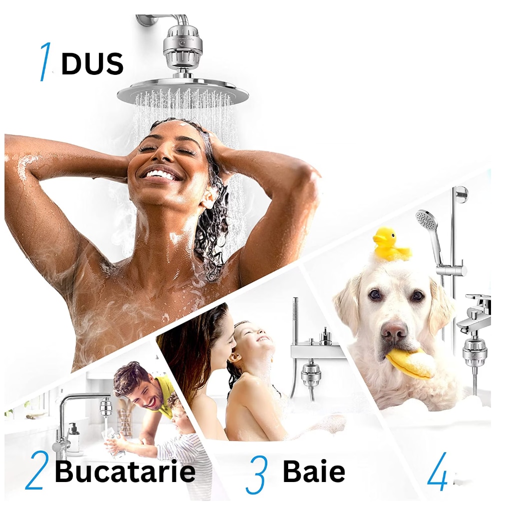 Filtru de apa pentru cap de dus premium, 25 de niveluri de filtrare ...