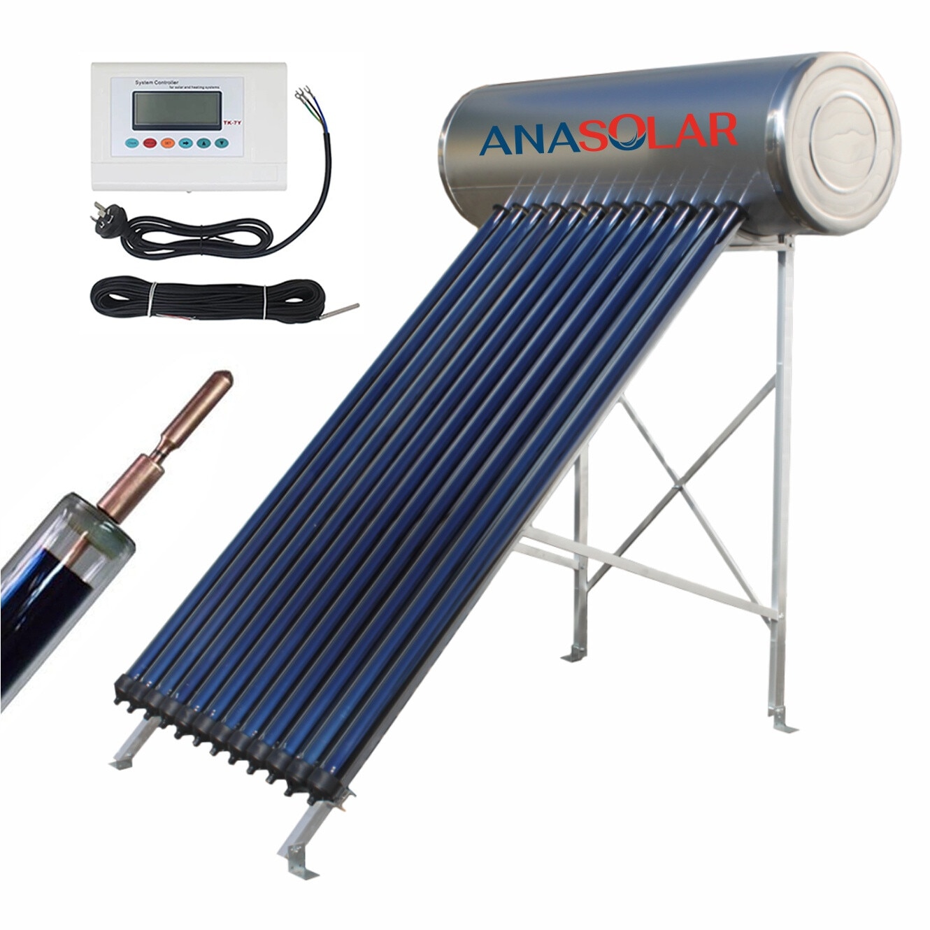 Panou solar presurizat 100 litri, pentru apa calda, cu Controler, heat ...