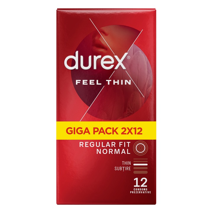 Prezervative Durex Feel Thin, 2 x 12 buc - eMAG.ro