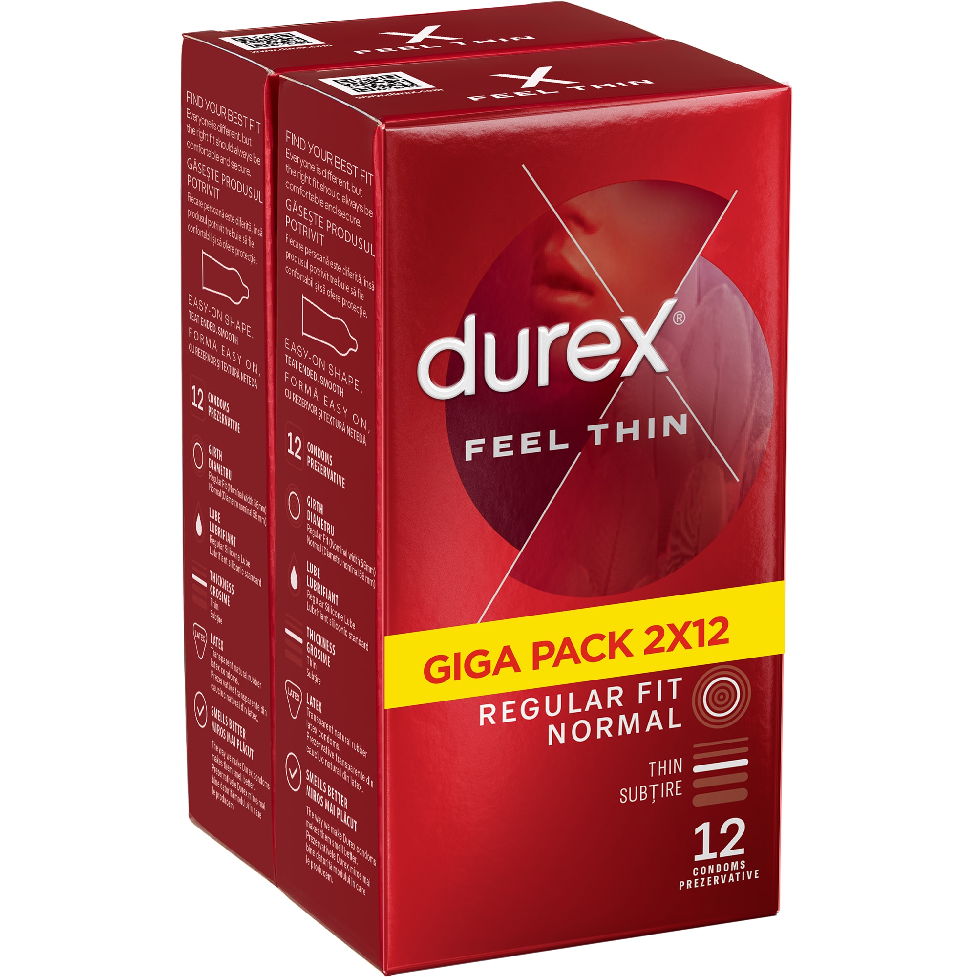 Prezervative Durex Feel Thin, 2 x 12 buc - eMAG.ro