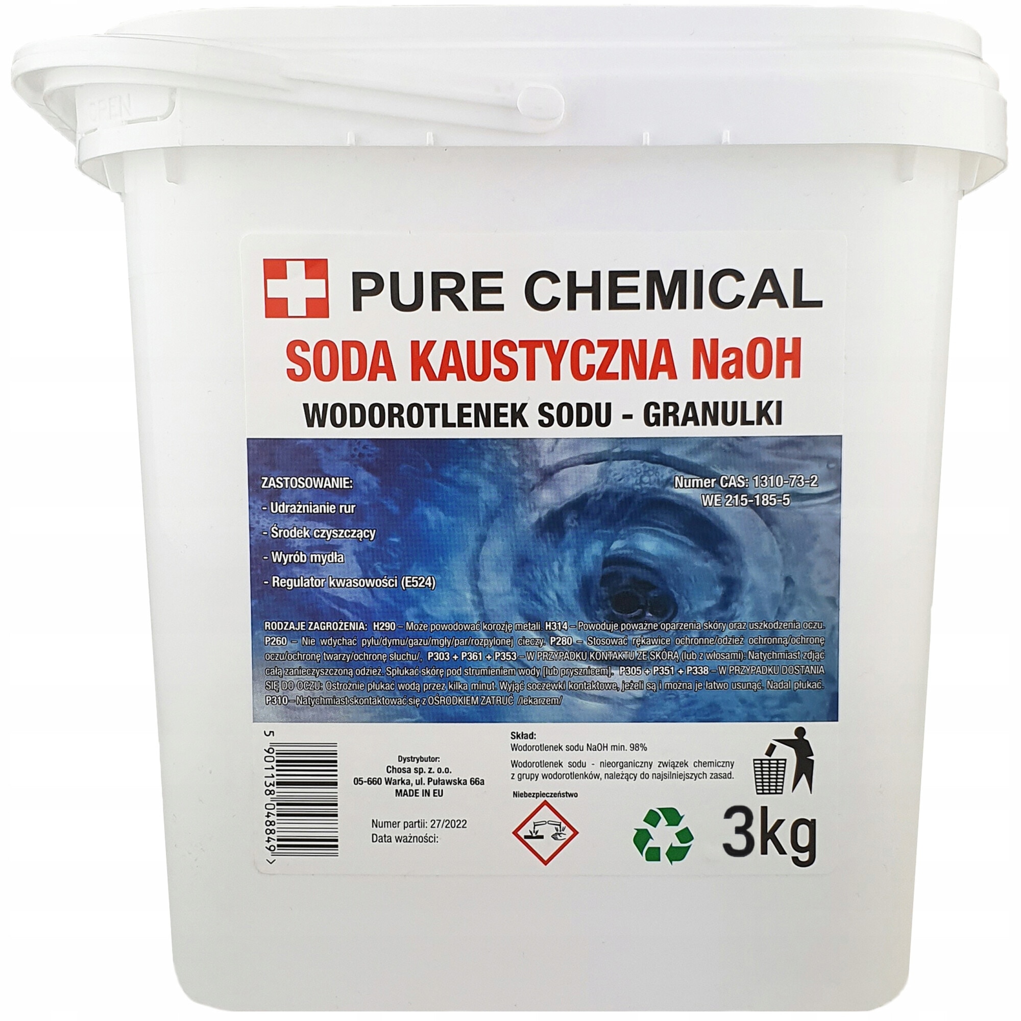 Hidroxid De Sodiu, Pure Chemical, Recipient Din Plastic Cu Inchidere ...