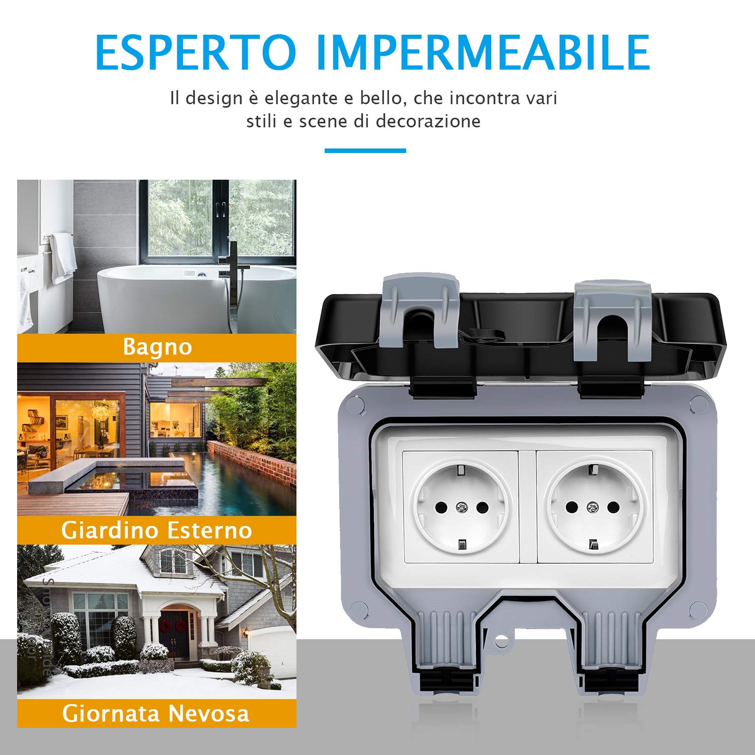 Priza de exterior impermeabila IP66, Excitat®, Model standard european ...