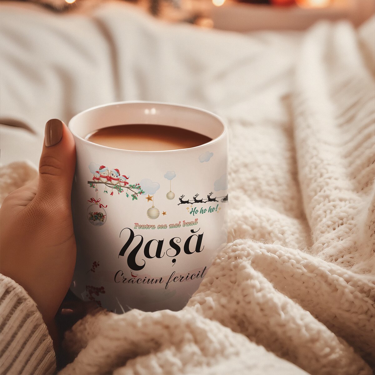 Set Cadou Pentru Nasa si Nas, JOYSTOS, 2 Cani Ceramica, Albe, 330 ml ...