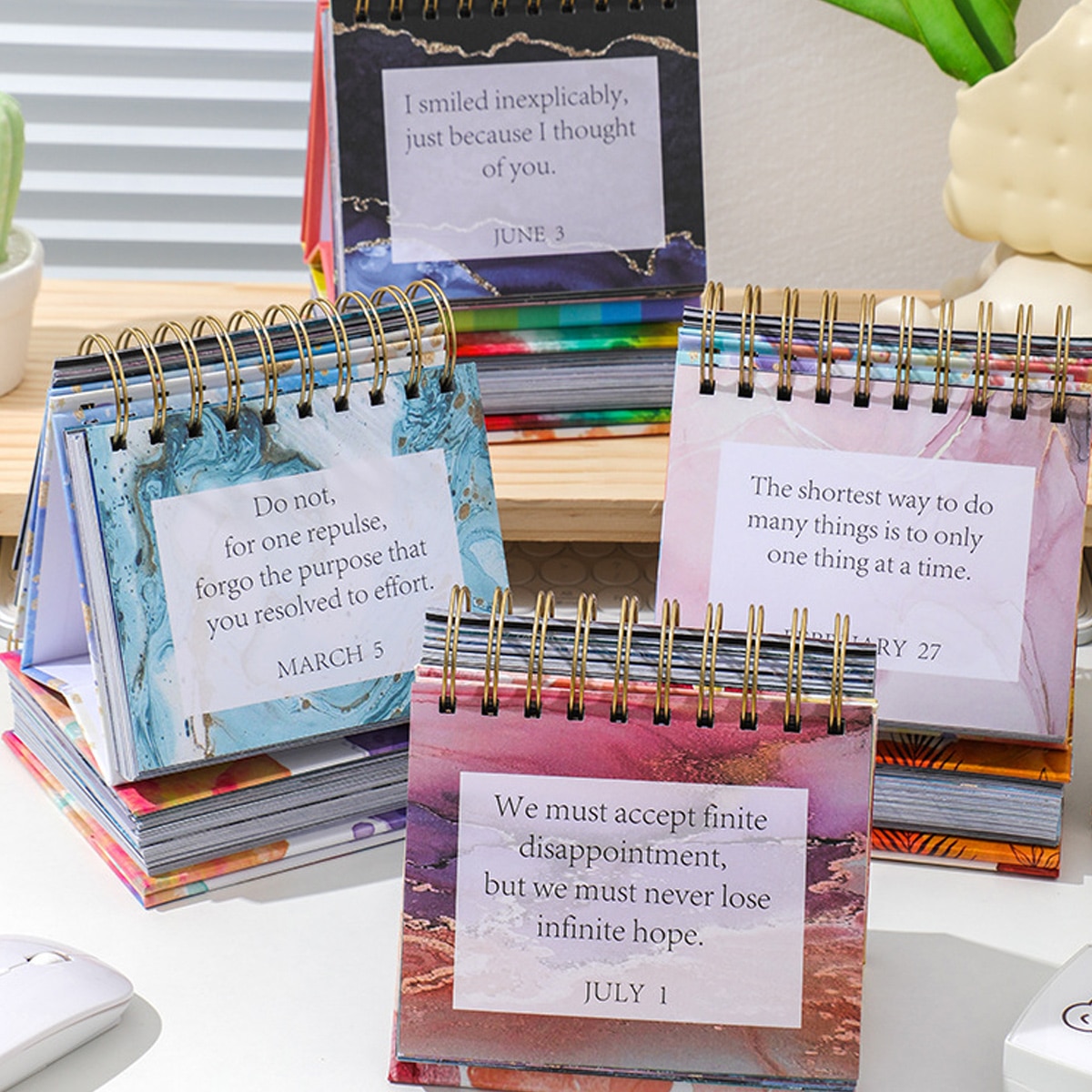 Calendar de birou Enforose, 365 zile, citate motivationale, multicolor ...