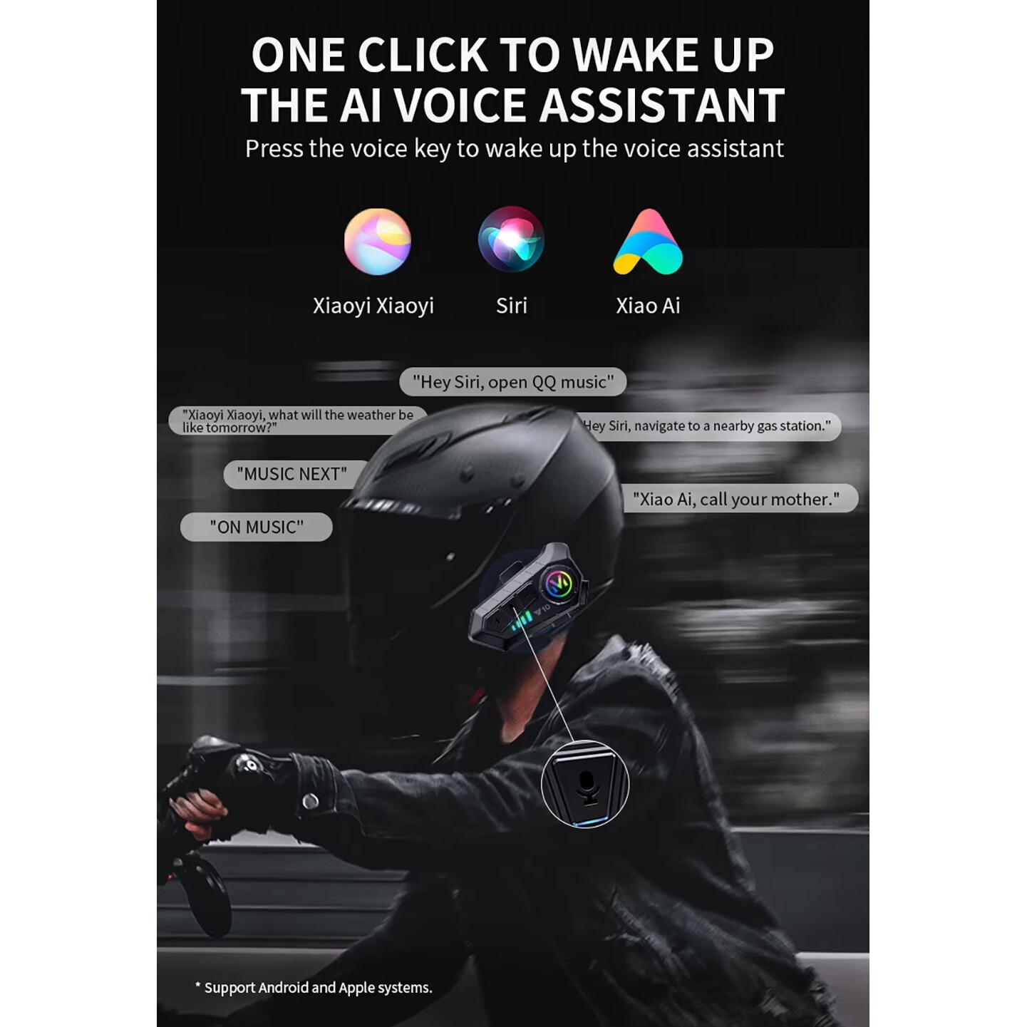 Casca Bluetooth fara fir pentru casca de motocicleta, interfon ...