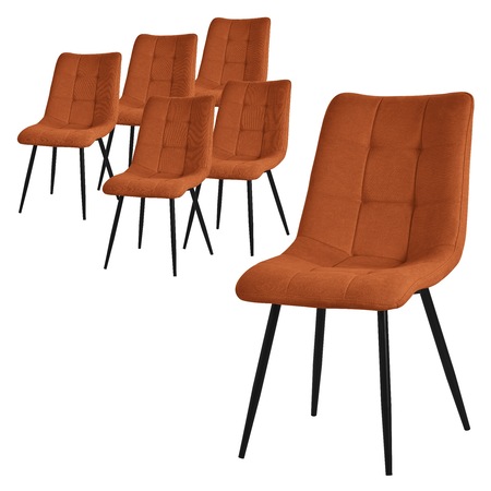 Set 6 scaune dining ML-Design, portocaliu, poliester, 49x60.5x89cm ...