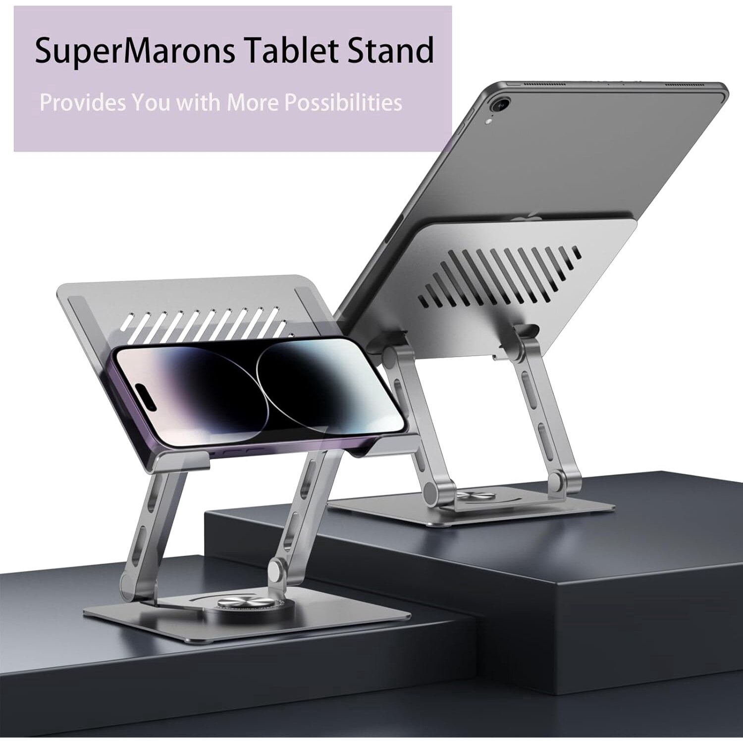 Suport Reglabil pentru Tableta si Telefon – 360° Rotire, Design Pliabil ...