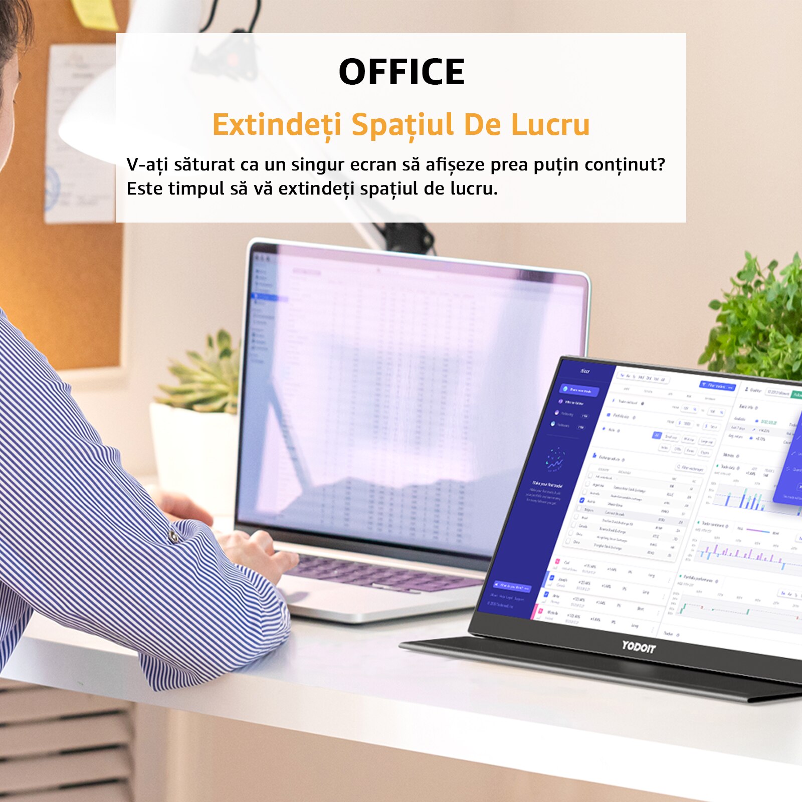 Monitor Portabil 15.6", YODOIT, 1920 x 1080 FULL HD, HDR, LED IPS, Mini ...