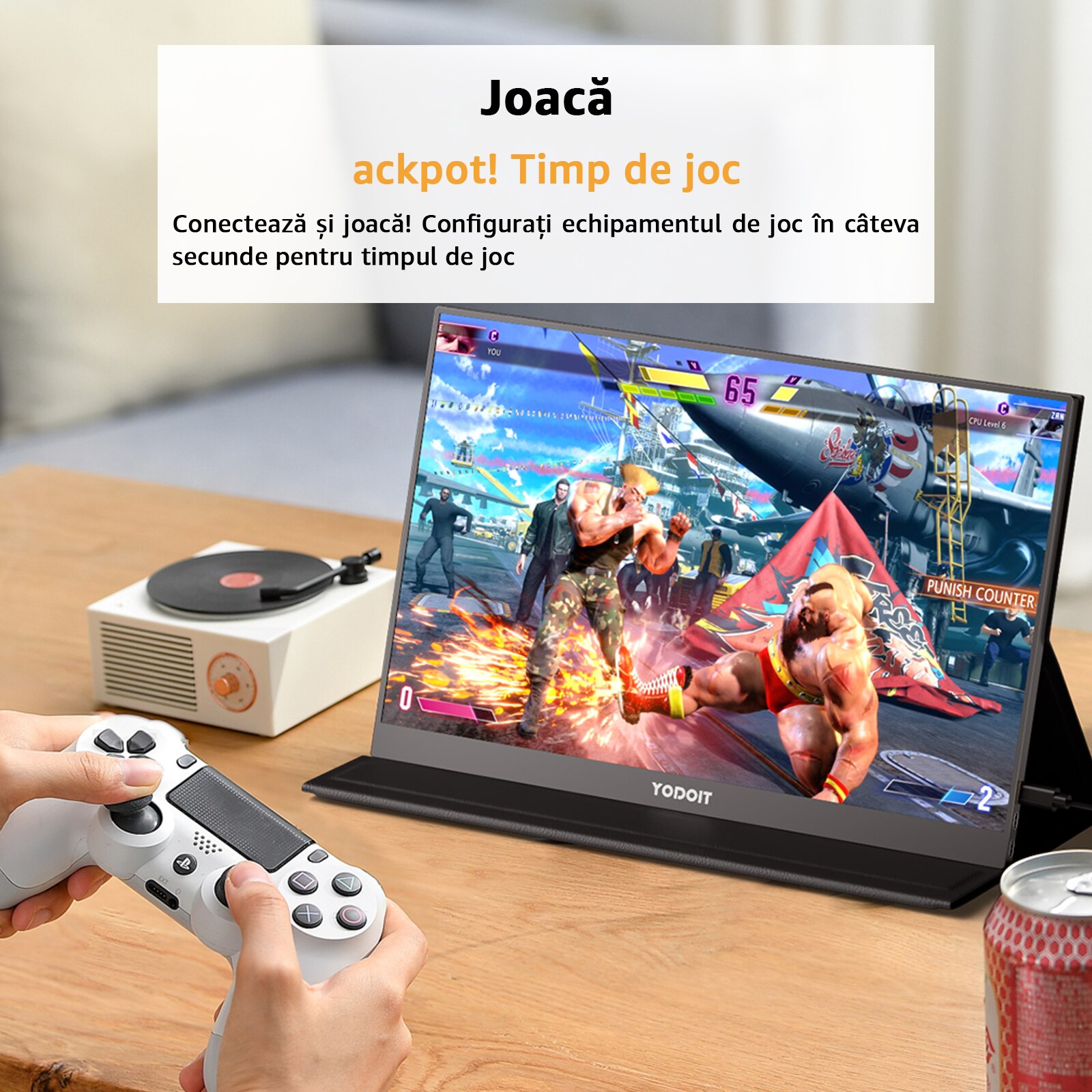 Monitor Portabil 15.6", YODOIT, 1920 x 1080 FULL HD, HDR, LED IPS, Mini ...