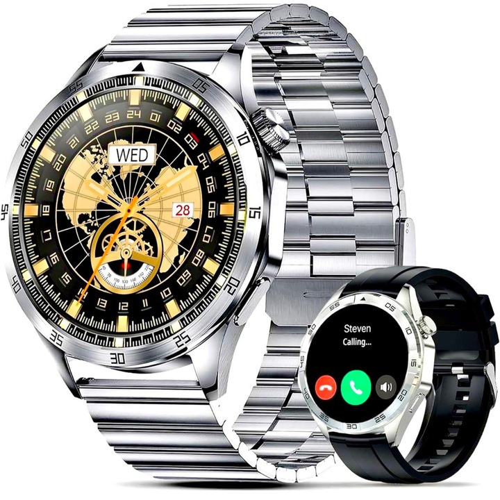 Ceas Smartwatch Barbati MGA, Display 360x360 HD Touch 1.55, Rezistent ...
