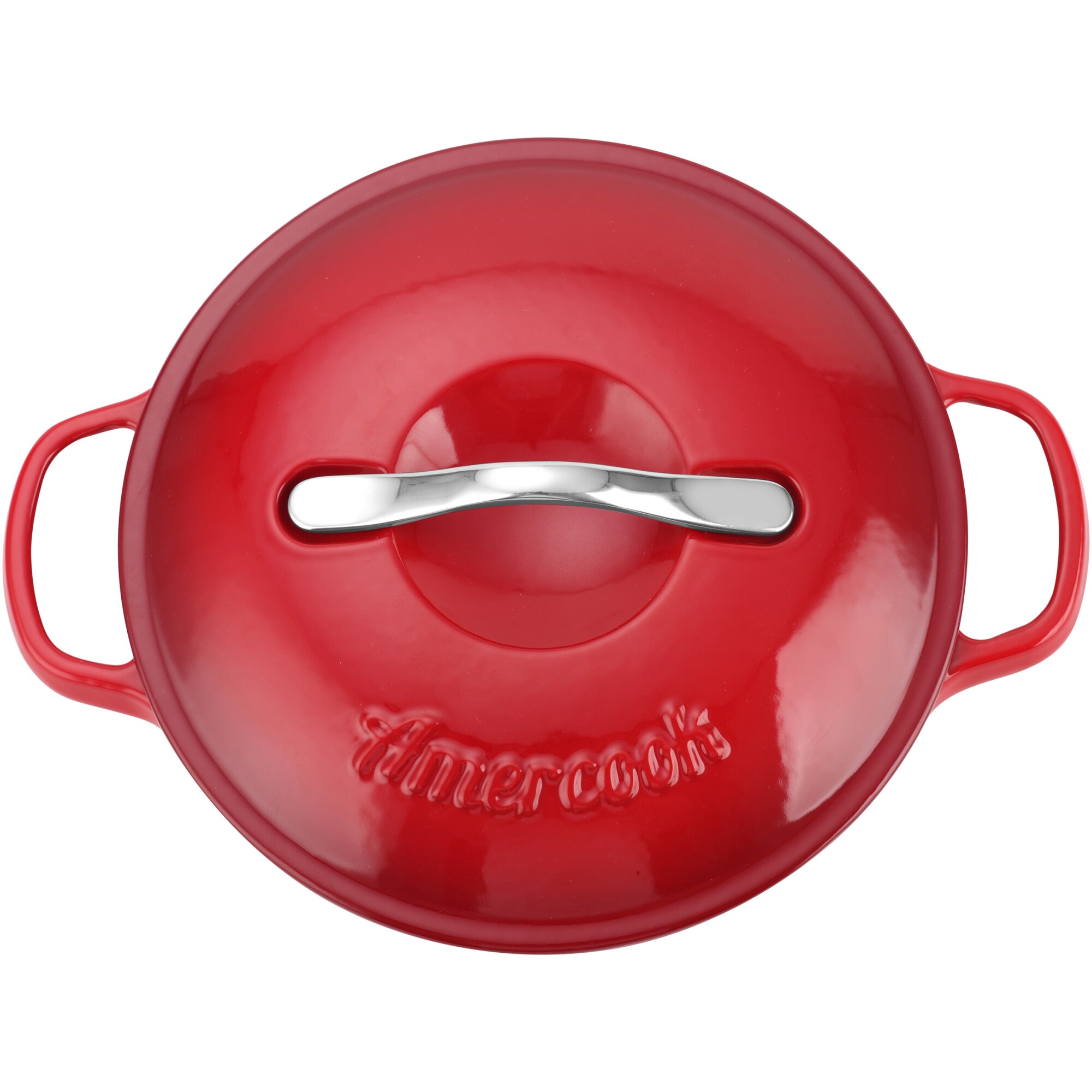 Oala cu capac fonta Amercook Alfetta, 22 cm, 2.9L, Inductie, Rosu - eMAG.ro
