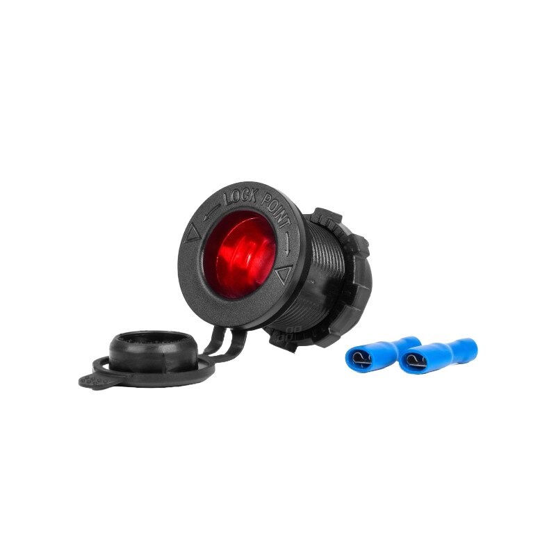 Priza bricheta 12-24V, cu iluminare LED rosu, cu capac, incastrabila ...