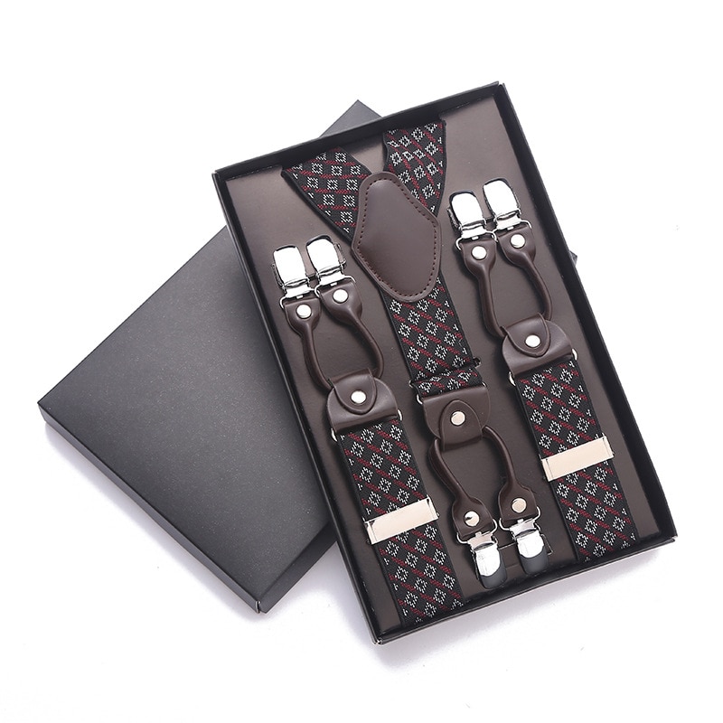 Bretele barbati, BOMSTOM, stil Y, ajustabile, 6 clips, multicolor ...