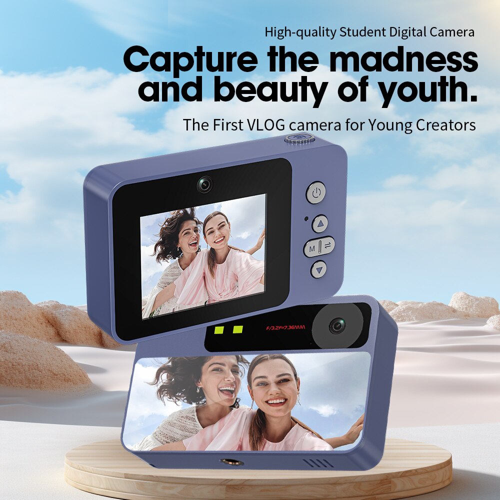 Camera pentru copii, 32GB, 1080P HD, 2.4 inch, design oglinda ...