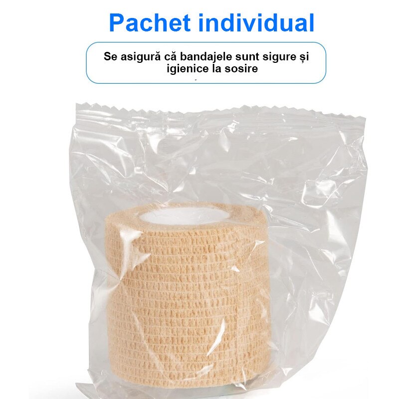 Bandaj Elastic Autoadeziv 5 x 450cm - Pentru Incheietura Wrist, Glezna ...