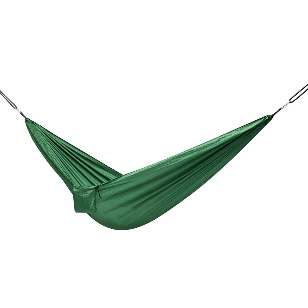 Hamac turistic 260cm, Ikonka, verde, 120kg, set cu linii de prindere si ...