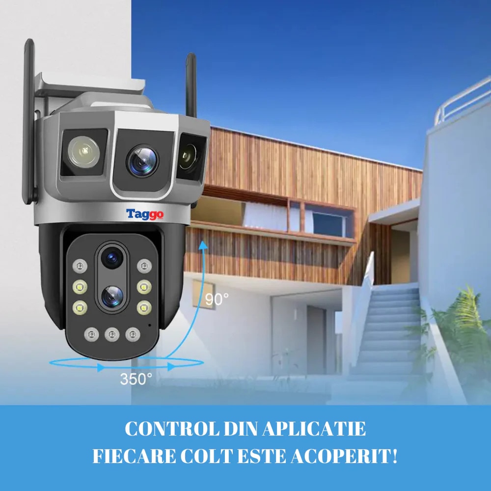 Camera de Supraveghere WIFI, 3 lentile, 6K 12MP, Zoom 10x optic ...