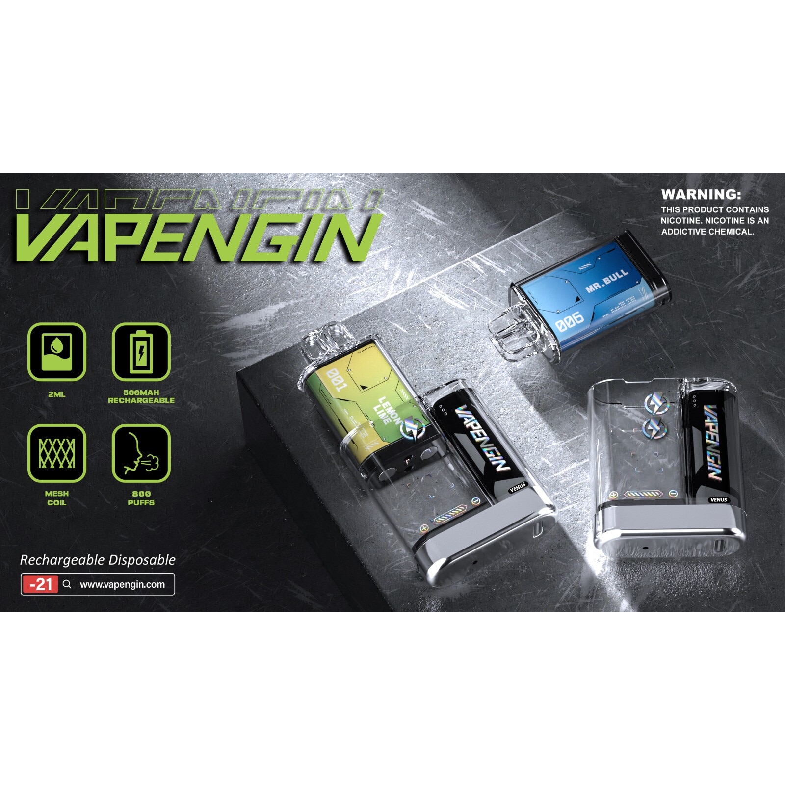 Kit Tigara Electronica Vapengin Venus, Watermelon Ice, 800 pufuri, 20 ...