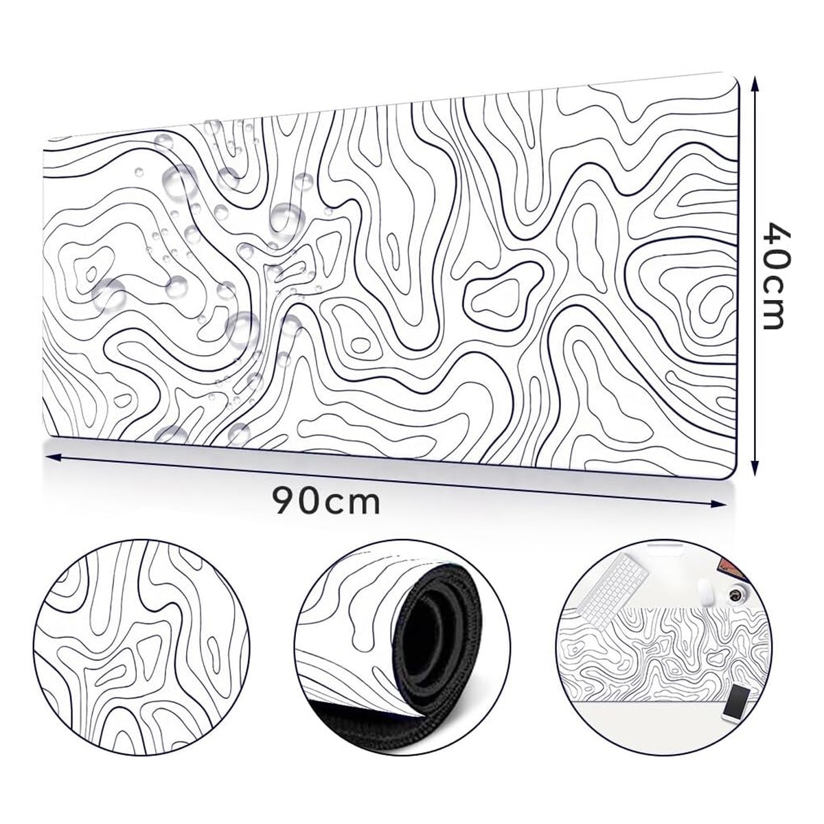 Mouse Pad XXL, Alb, 900x400x0.2cm, Design Abstract, Antiderapant, Alb ...