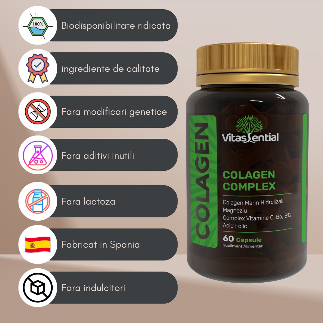 Colagen Marin Hidrolizat Complex, Supliment alimentar pentru oase ...