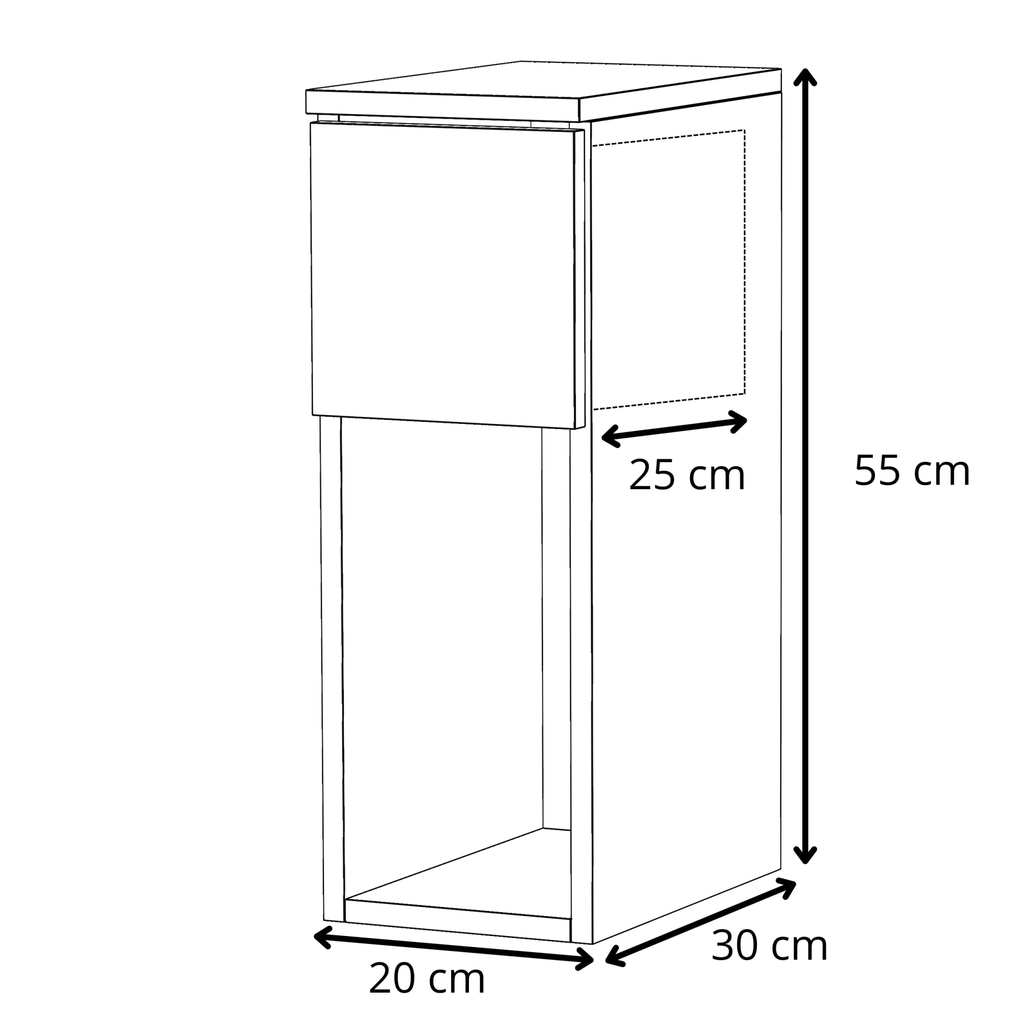 Noptiera, Stiv-Meble, SZNW20_SOSO, 20 x 30 x 55 cm, 1 Raft, Prelucrare ...