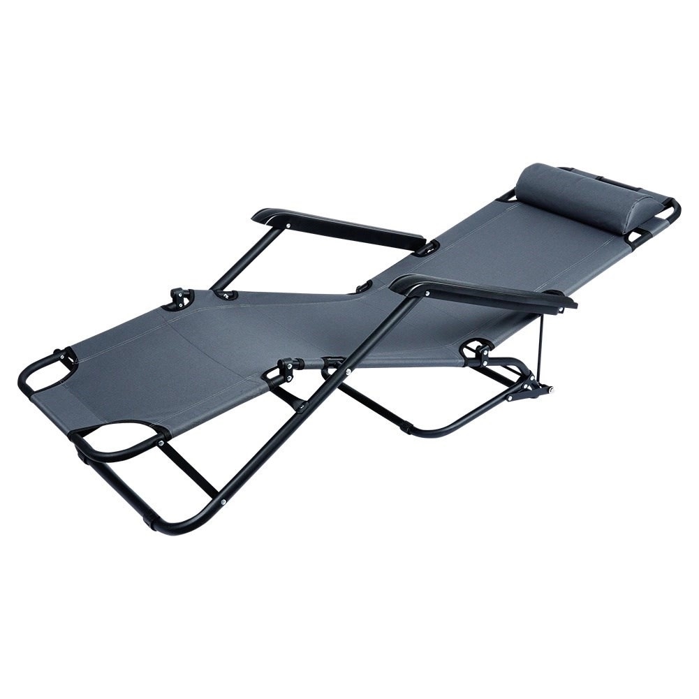 Sezlong de gradina pliabil, VILDE, Gri, 110kg - eMAG.ro