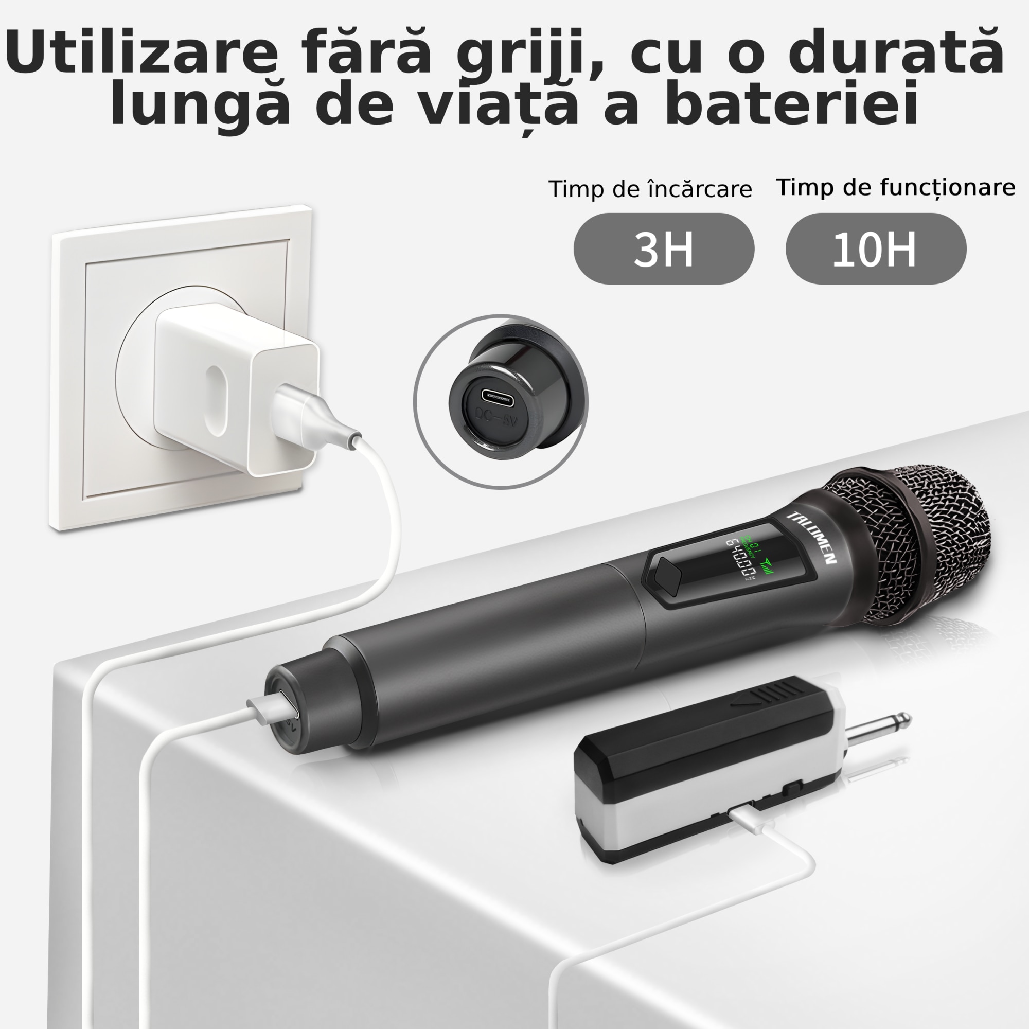 Talomen, Microfon wireless, Set de microfoane wireless 2.4 GHz cu ...