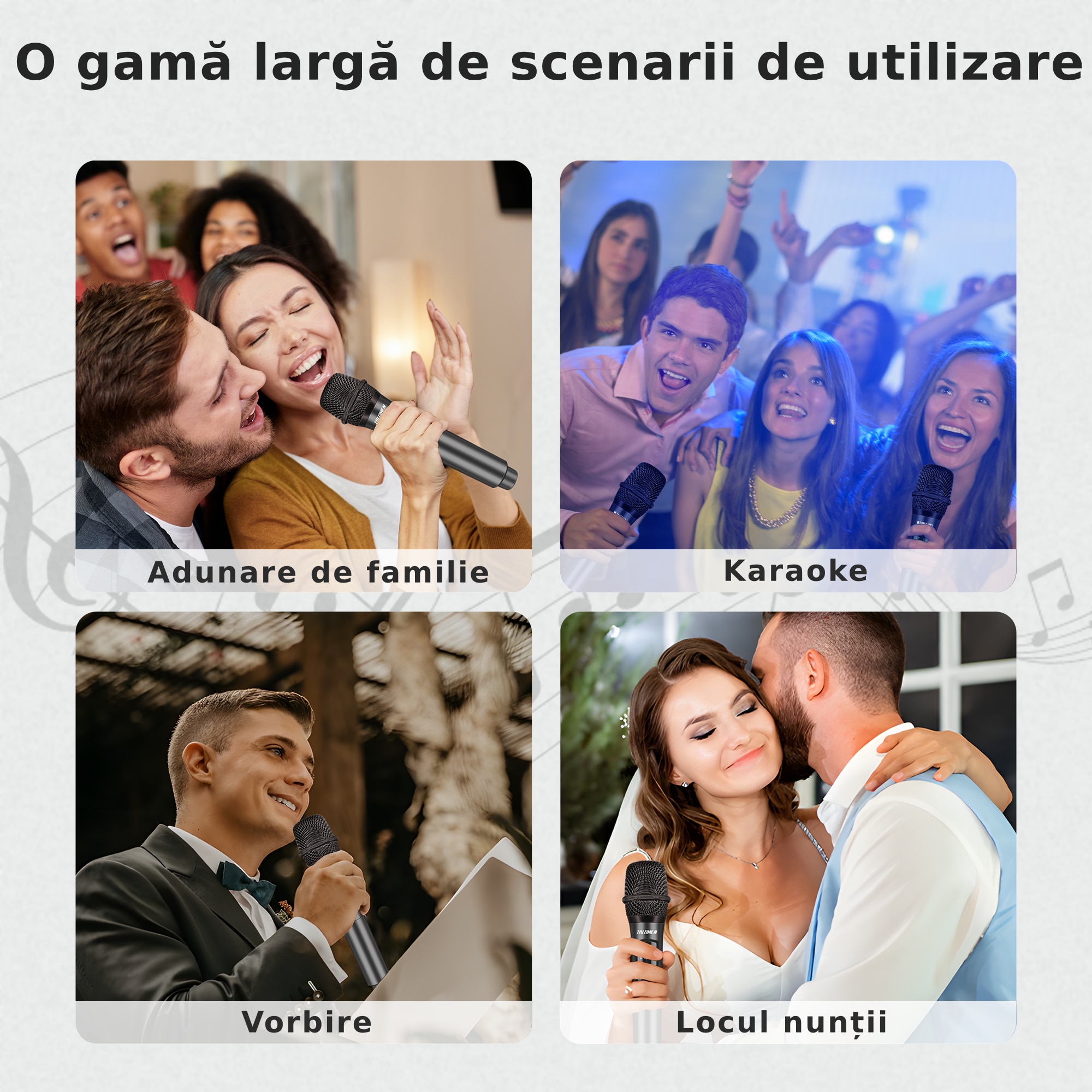 Talomen, Microfon wireless, 2 * microfoane wireless 2.4 GHz cu receptor ...