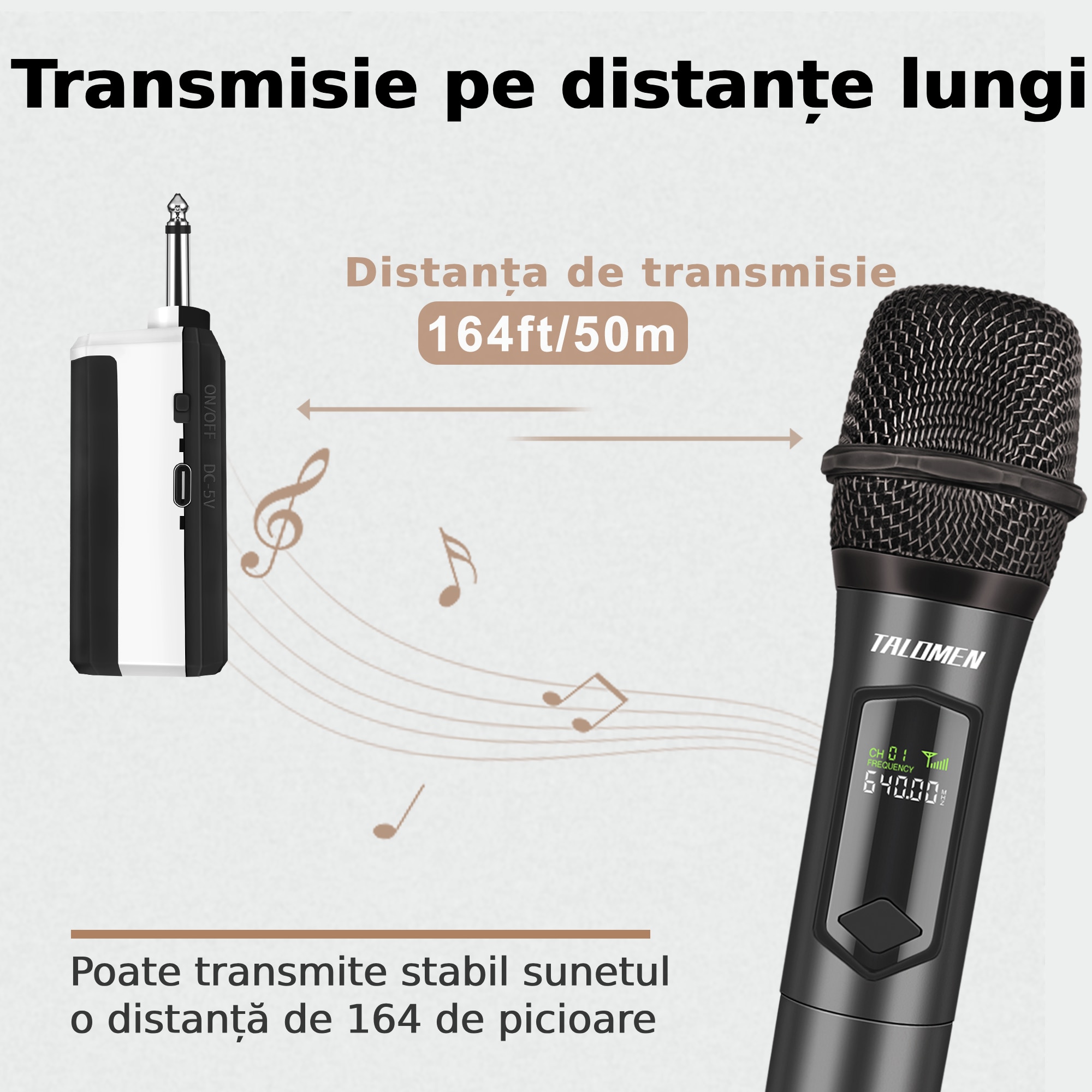 Talomen, Microfon wireless, 2 * microfoane wireless 2.4 GHz cu receptor ...