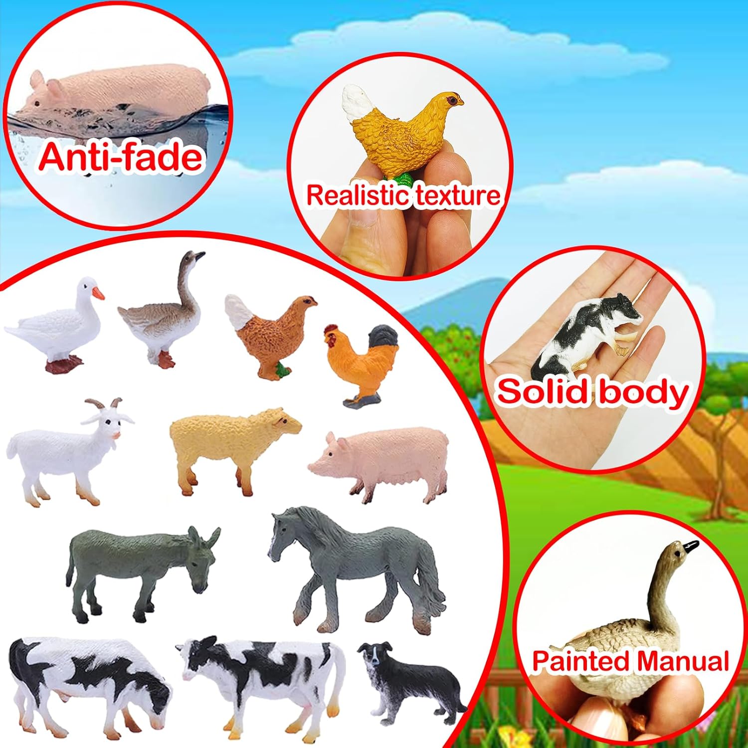Set 12 buc Mini figurine de animale, aspect realist, pentru copii ...