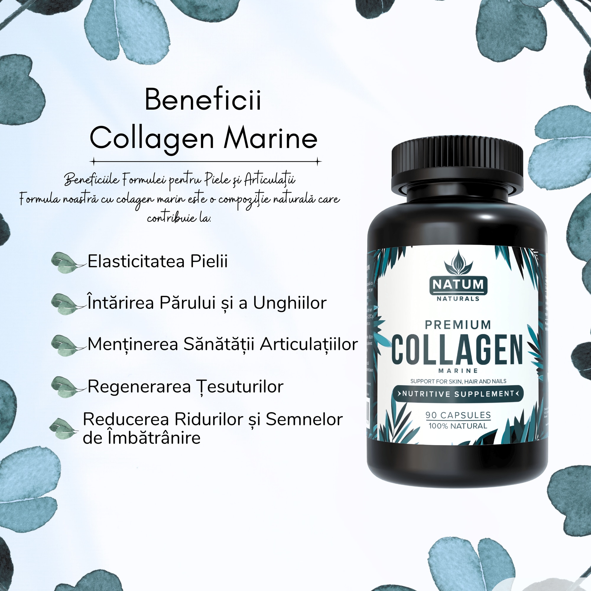 Supliment Alimentar Colagen Marin Premium, NATUM NATURALS®, Collagen ...