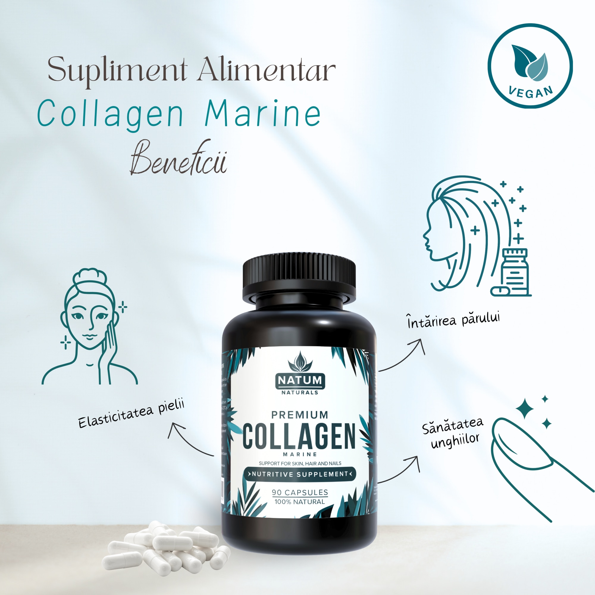 Premium Collagen Marine - Supliment Alimentar pentru Piele, Par si ...