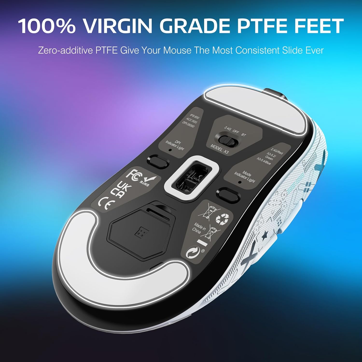 Mouse wireless ultra usor, silentios, 49g, senzor PAW3395 26K DPI ...