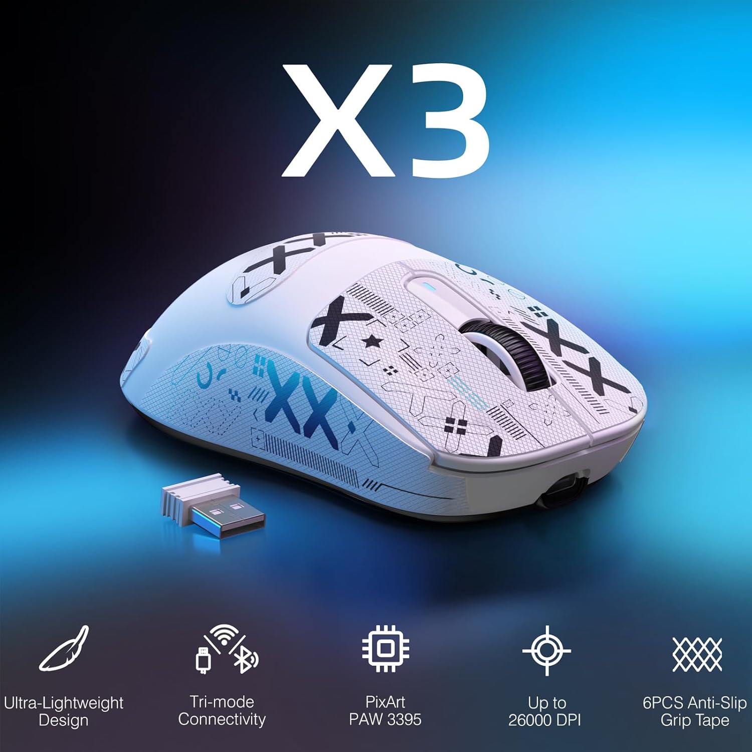 Mouse wireless ultra usor, silentios, 49g, senzor PAW3395 26K DPI ...