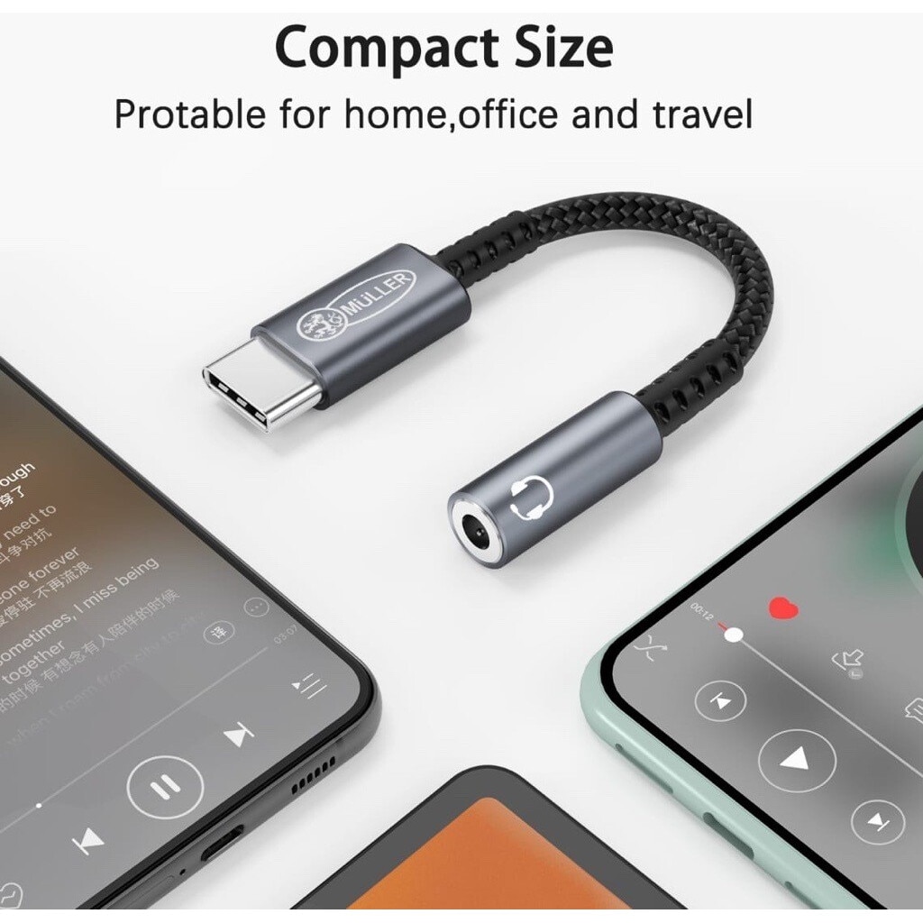 Adaptor audio Muller®️ pentru telefon, USB Type C - Jack 3.5 mm TRSS ...