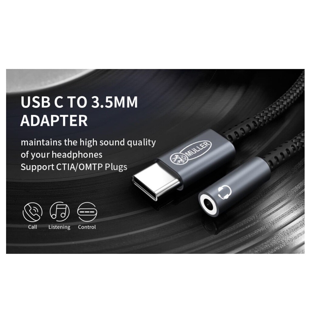 Adaptor audio Muller®️ pentru telefon, USB Type C - Jack 3.5 mm TRSS ...