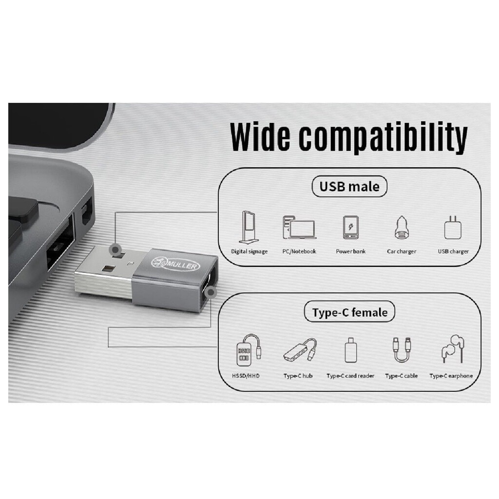 Muller аудио адаптер за телефон, USB Type C - Jack 3.5 mm TRSS, DAC ADC ...