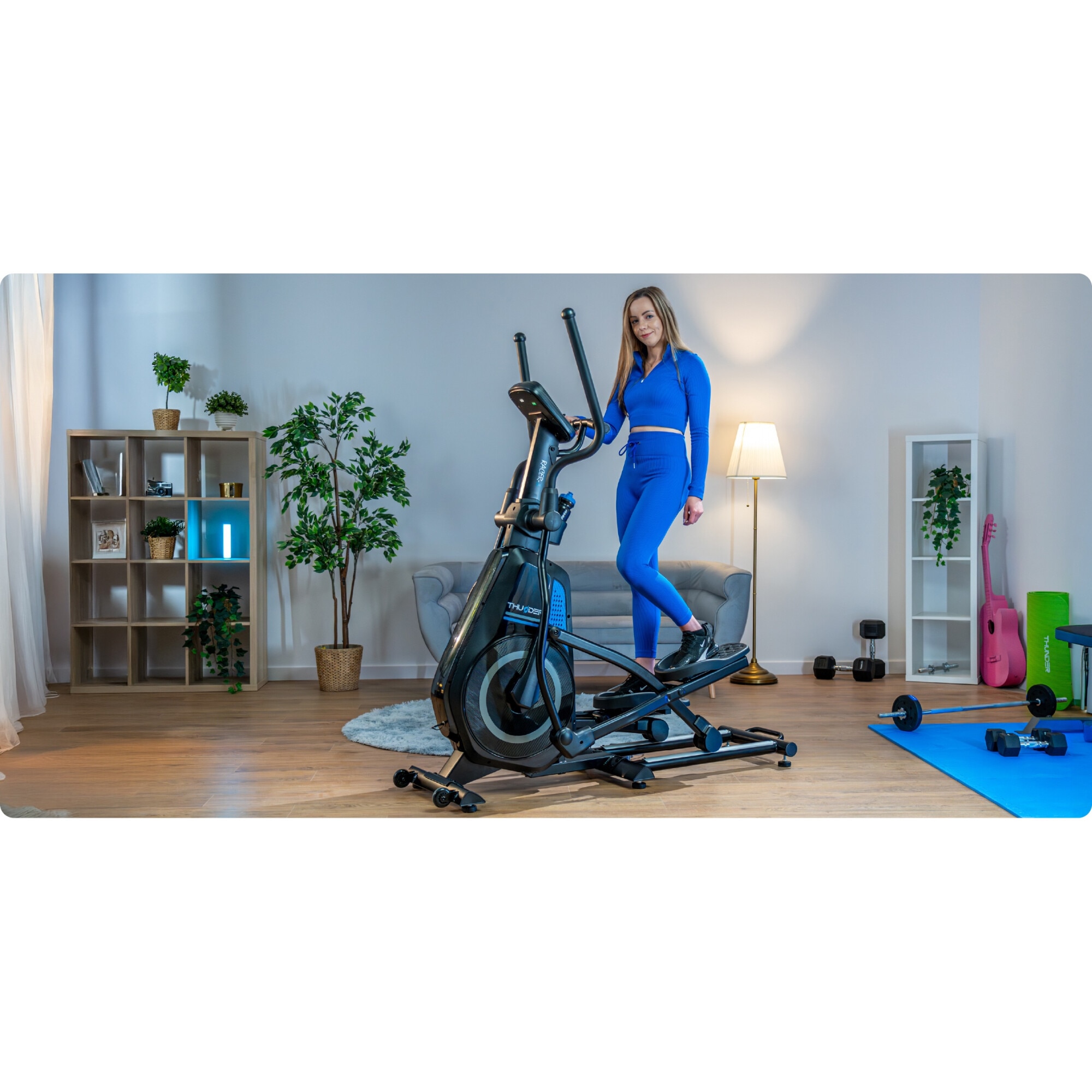 Bicicleta eliptica Thunder Racer-X, electromagnetic, Volanta 10kg, Greutate utilizator 130 kg ...